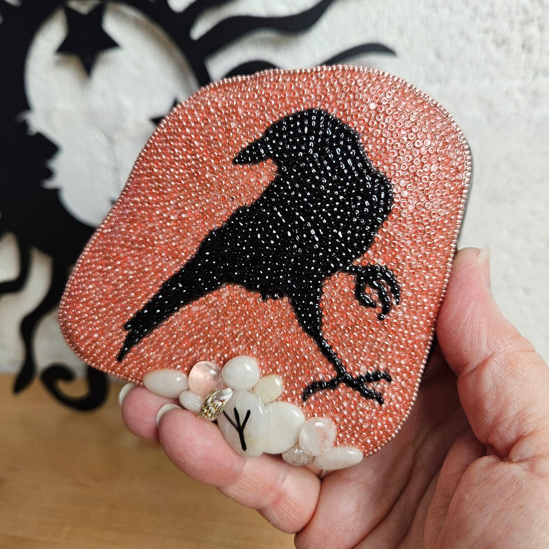 Crow/raven/blackbird Rune Collectible Art, Raven/crow With Rune Glass ...