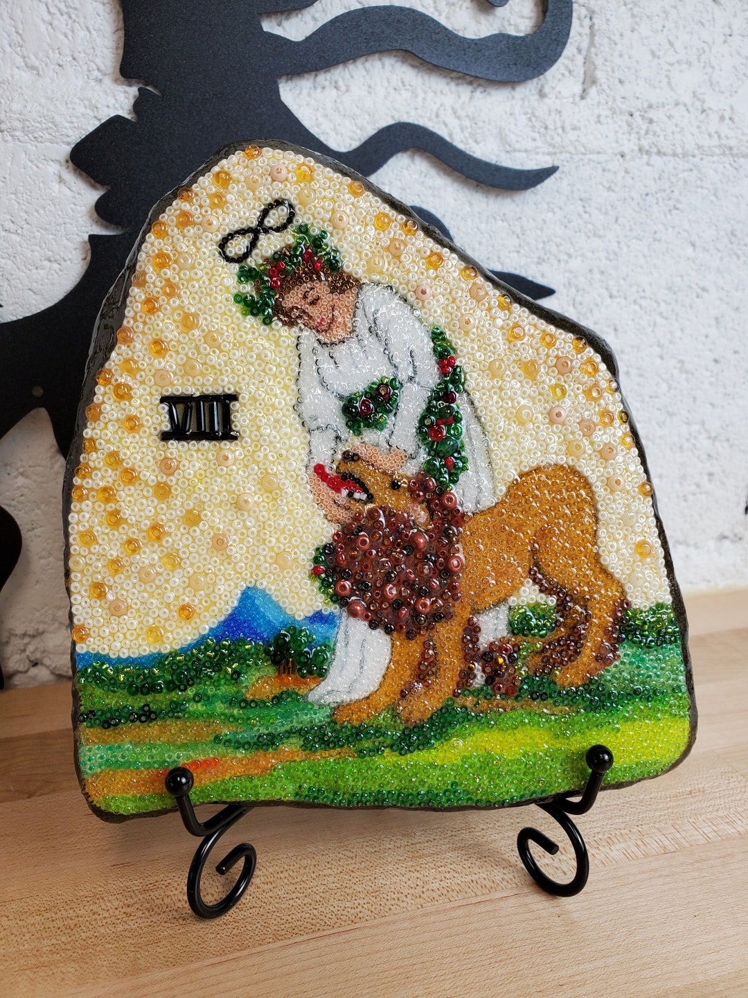 Strength Tarot Mosaic Art, Strength VIII Major Arcana Glass Bead, Rider ...