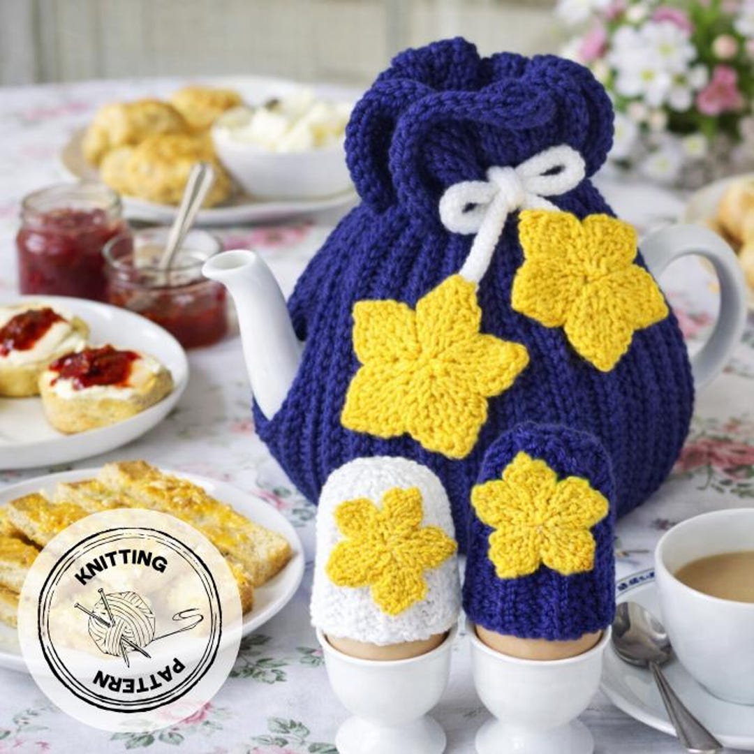 Daffodil Tea Cosy & Egg Cosies Knitting Pattern – Spring Teapot Cover ...