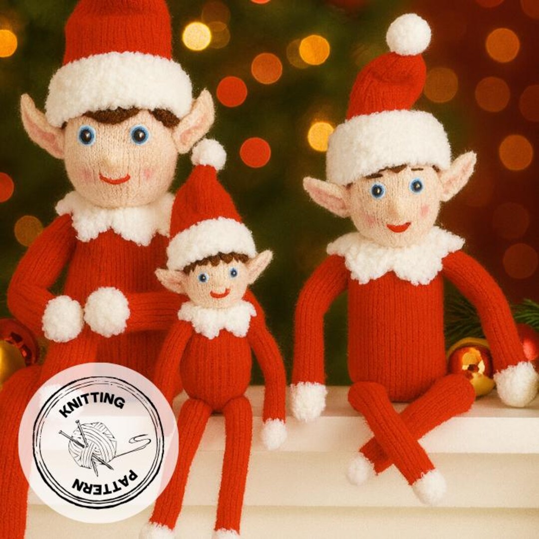 Modèle de tricot lutin de Noël • Peluches lutins, 3 tailles (modèle PDF ...