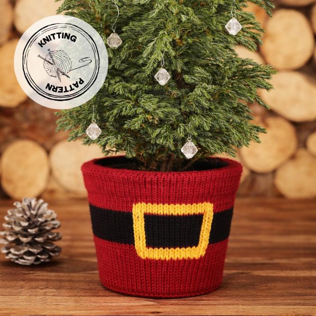Santa Flower Pot Cover Knitting Pattern PDF – Christmas Plant Cozy ...