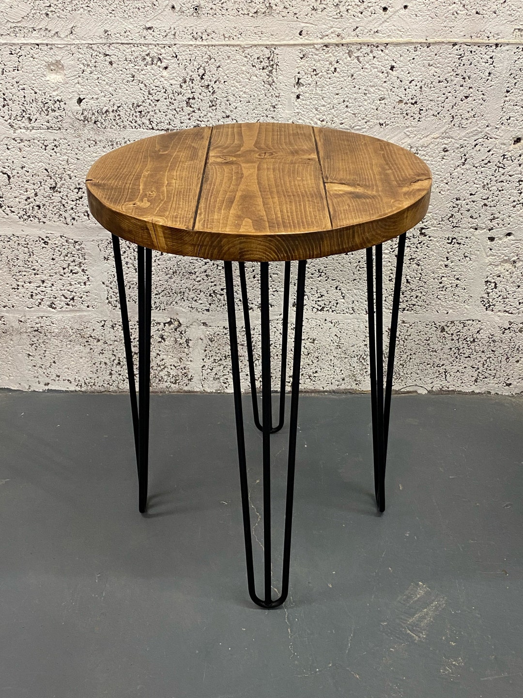 Round Dining Table Wood Solid Hairpin Legs Solid Wood Timber, Cafe ...