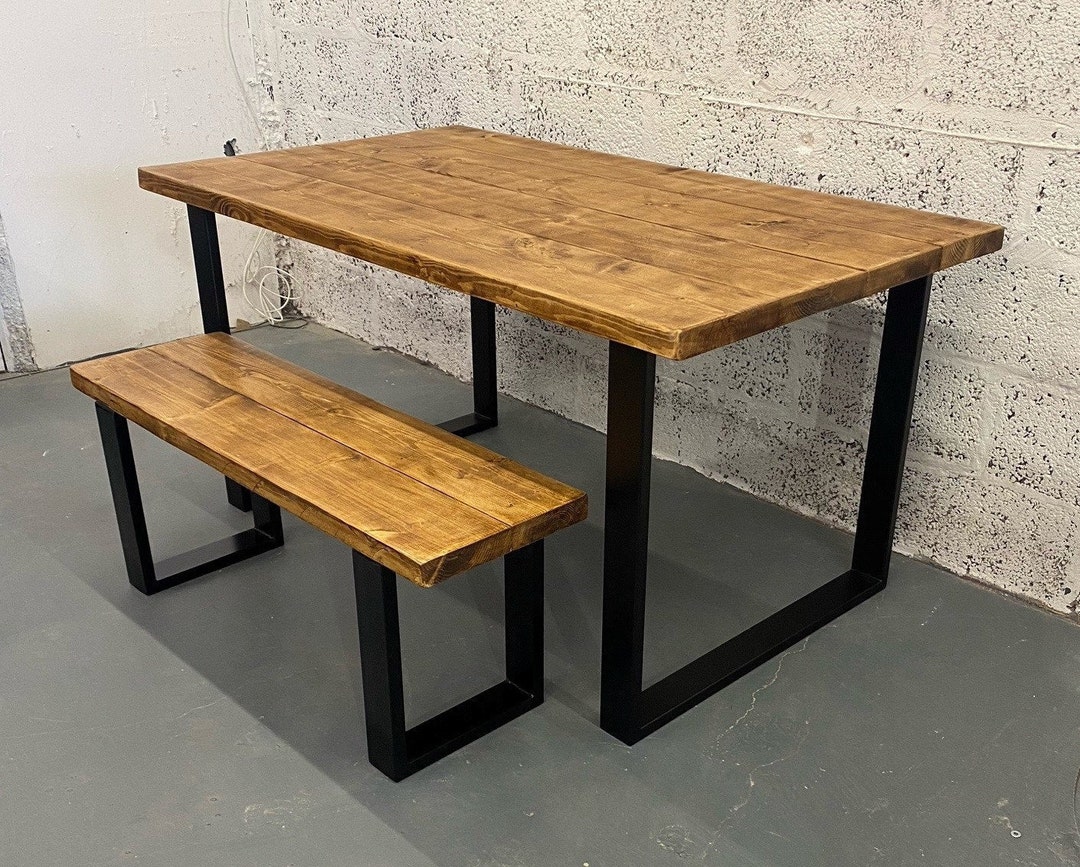 Dining Table Large, Square Box Section Legs Solid Wood Timber, Cafe ...