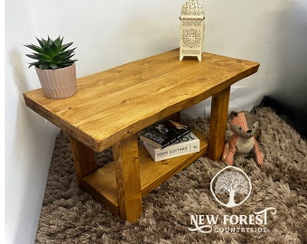 Waney / Live Edge Coffee Table Rustic Tudor Oak Solid Wood Chunky Low ...