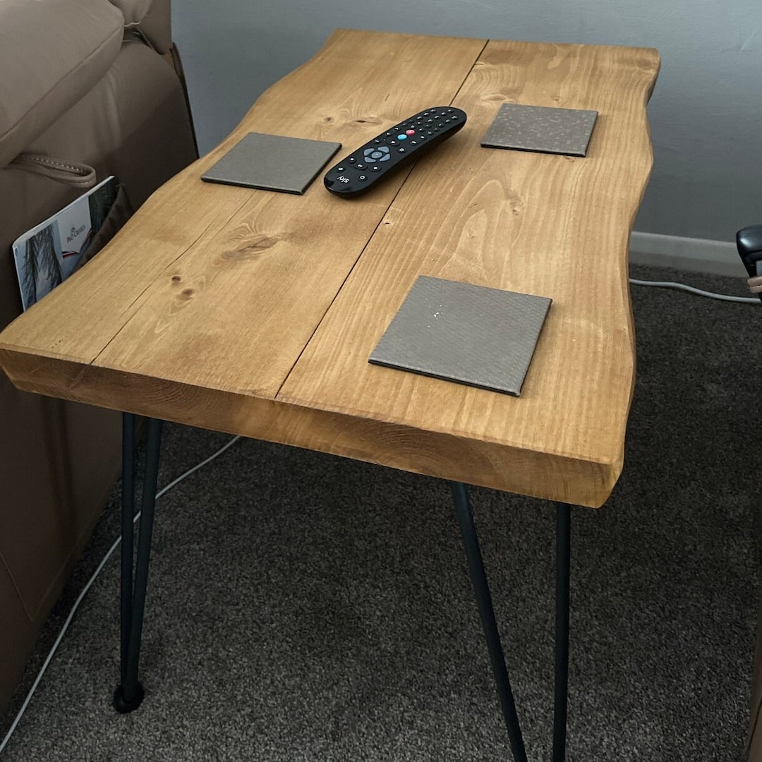 Rustic Industrial Style Coffee Table Side Table Live Edge Solid Wood ...
