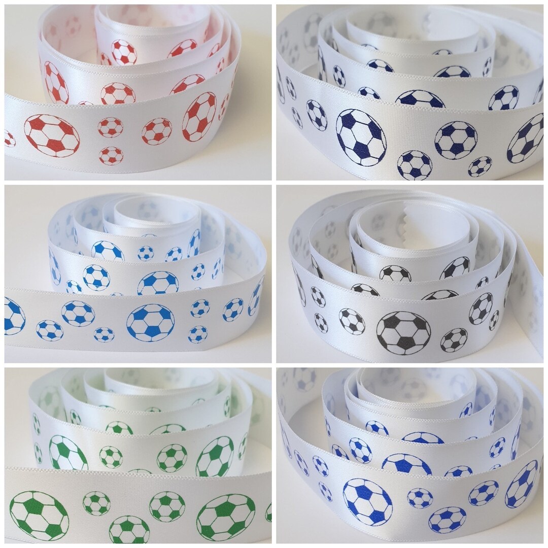 Football Ribbon 25mm Various Coloured Footballs Available - Etsy