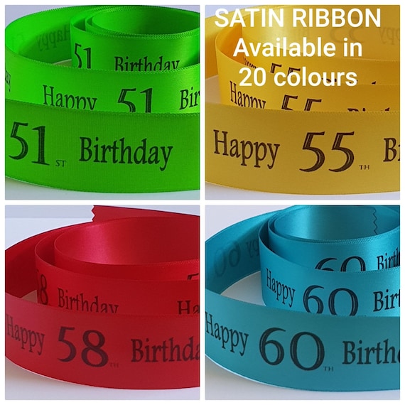 Birthday Age Ribbon 51st 60th 25mm X 1 Metre - Etsy UK