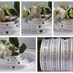Sympathy Ribbon, in Loving Memory, With Deepest Sympathy + More 15mm X ...