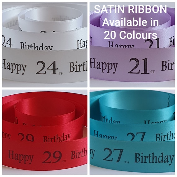 Birthday Age Ribbon 21st 30th 25mm X 1 Metre | Etsy UK