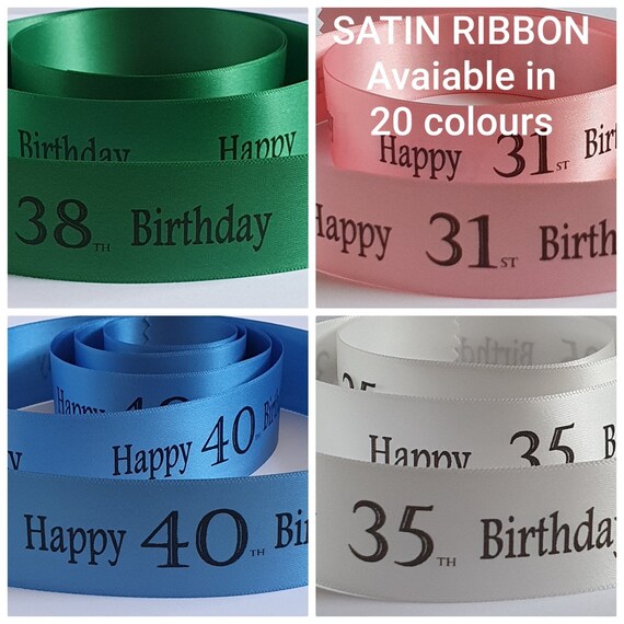 Birthday Age Ribbon 31st 40th 25mm x 1 Metre | Etsy
