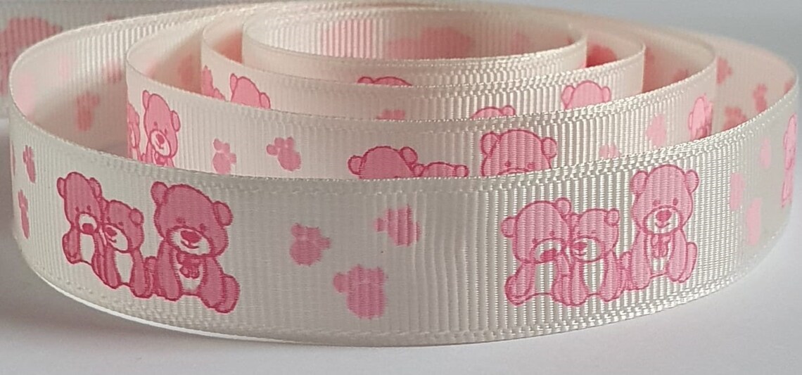 Teddy Bear & Paw Print Ribbon 16mm - Etsy
