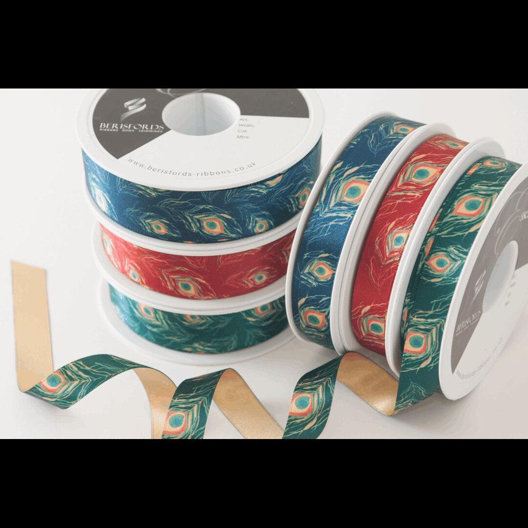Peacock Feather Ribbon 25mm X 1 Metre red Only - Etsy