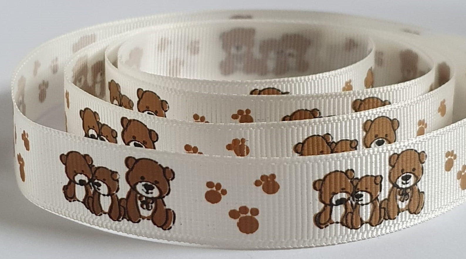 Teddy Bear & Paw Print Ribbon 16mm - Etsy