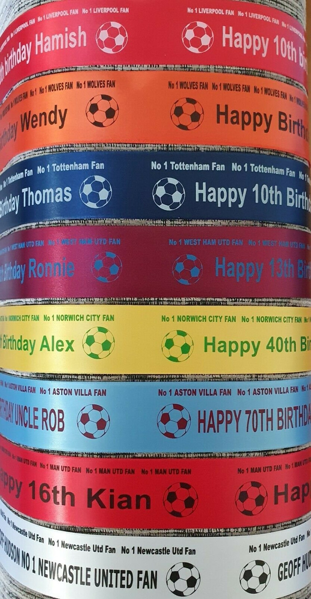 Personalised No 1 Football Fan Ribbon in Your Teams Colours 38mm - Etsy UK