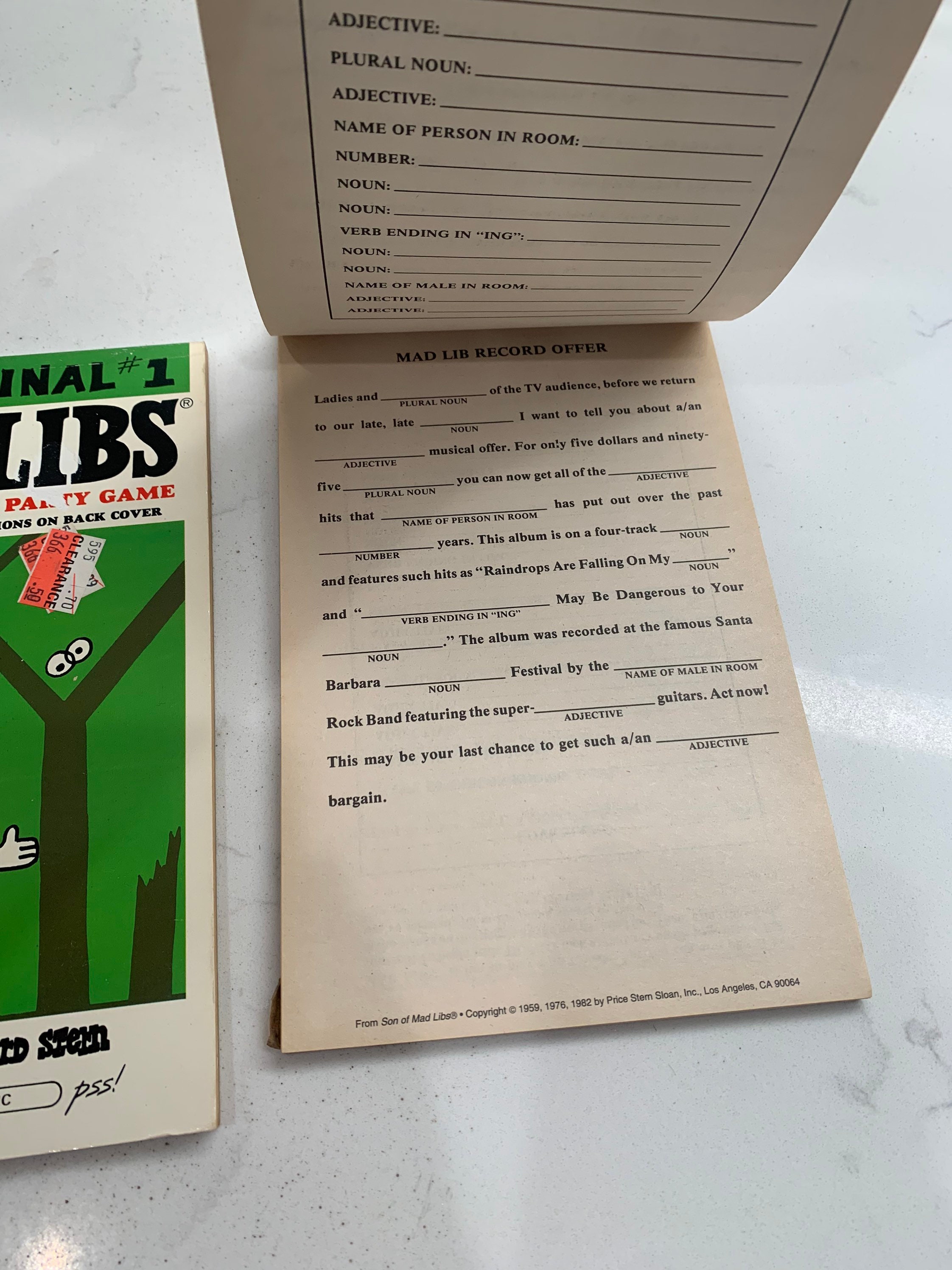 Vintage Deadstock 1980s Blank Mad Libs Monster Mad Libs | Etsy