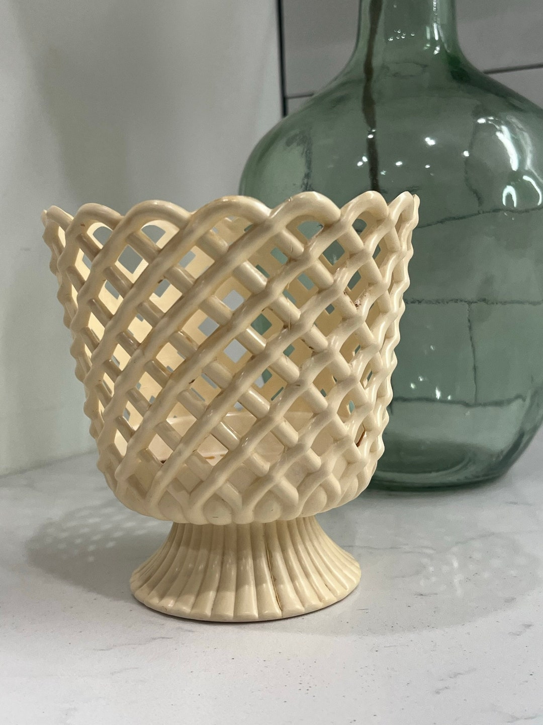 Regaline Plastic Lattice Mid Century Planter Footed Flower Pot - Etsy
