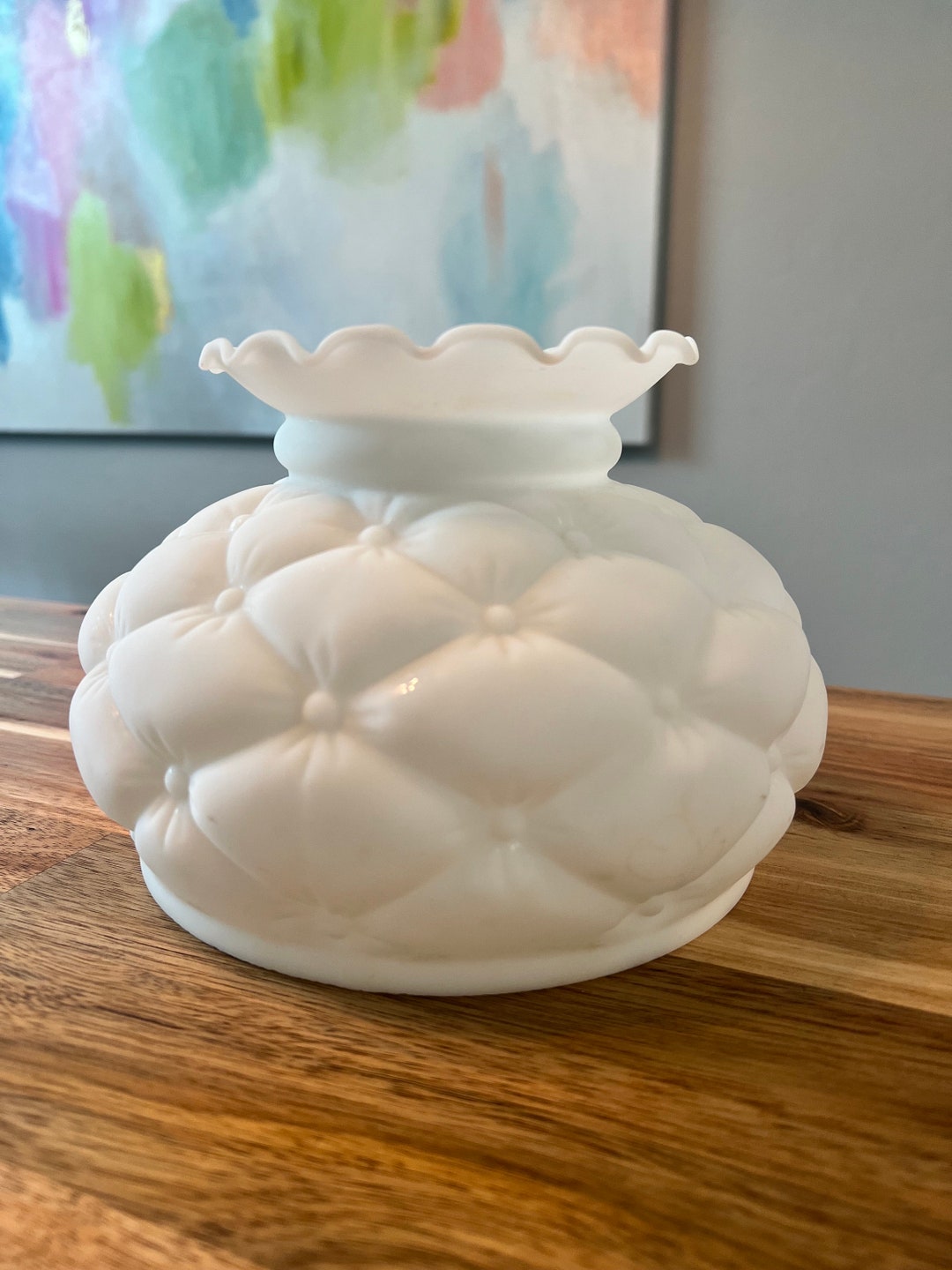 White Quilted Pattern 7 Inch Lamp Shade | Vintage Student Hurricane ...