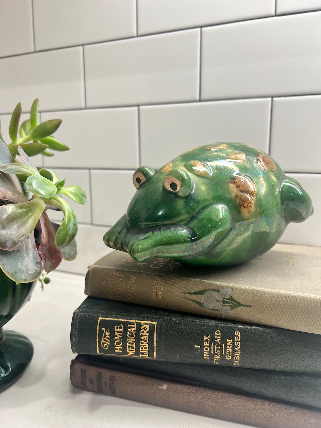 Vintage Ceramic Frog Garden Decor - Etsy