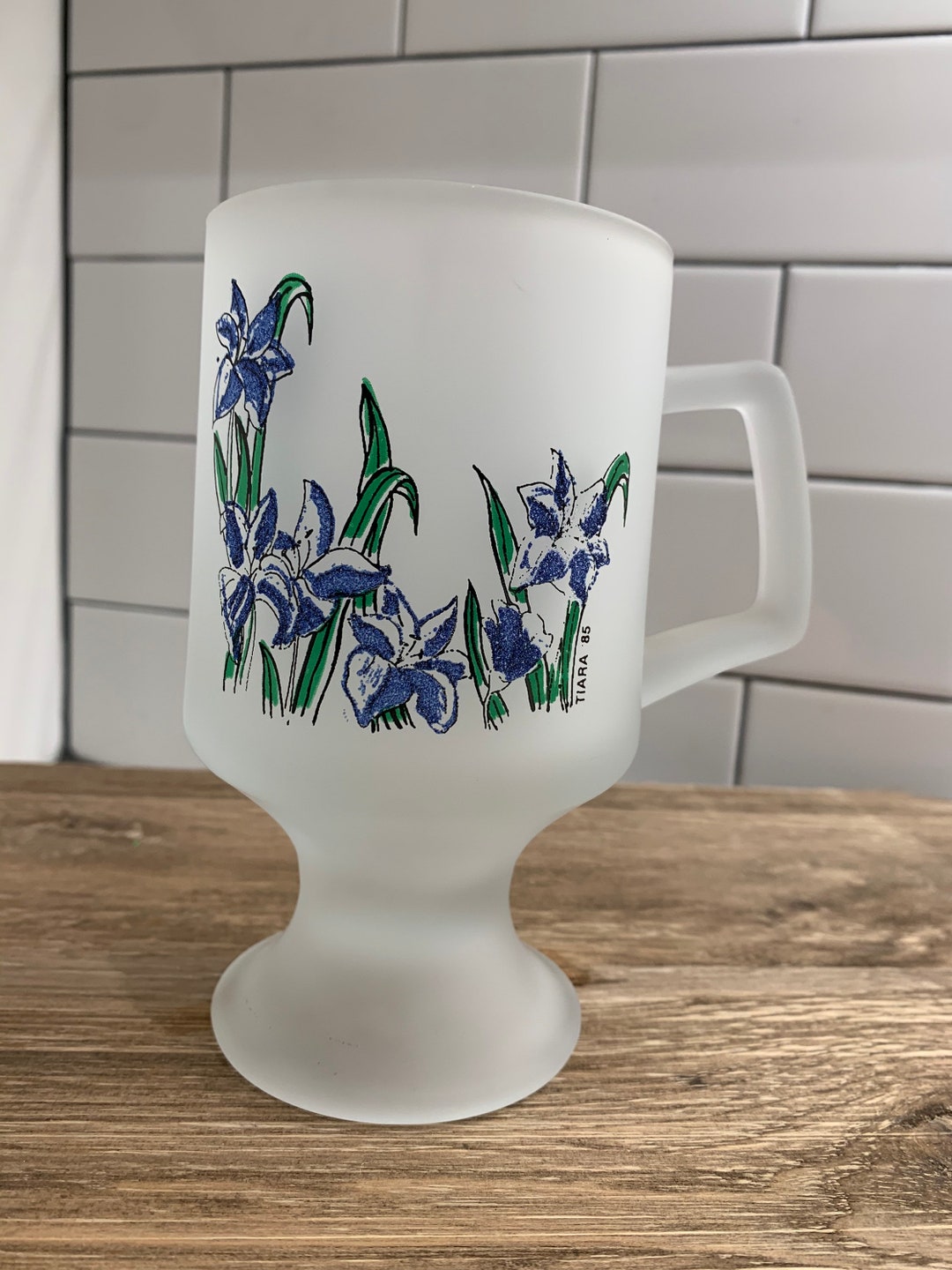 Vintage Frosted Tiara 1985 Indiana Glass Lillies Mug Rare Tiara Coffee ...