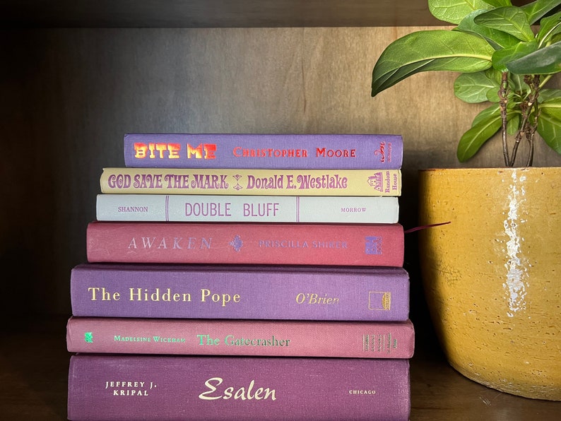 Vintage Book Decor Interior Design Staging Purple Books - Etsy