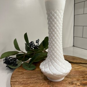 Hoosier & Randall Quilted Vintage Milk Glass Bud Vase - Etsy