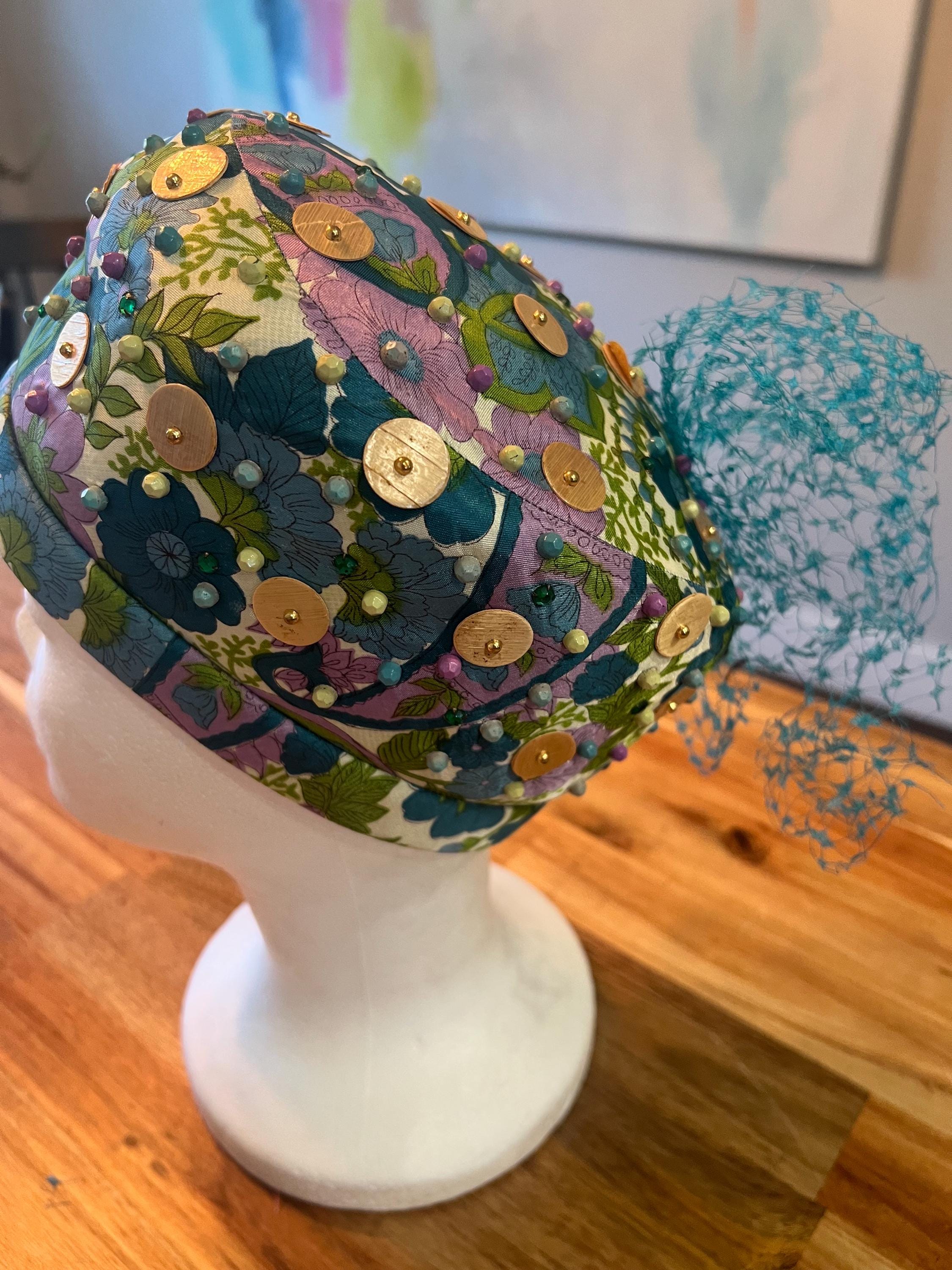 Maggi Alexander Design Teal Blue & Lavender Floral Jeweled Church Derby ...