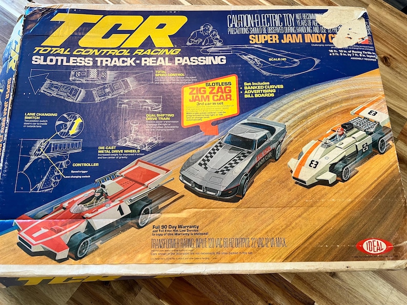Vintage Ideal TCR Slotless Total Control Track Real Passing Jam Car ...