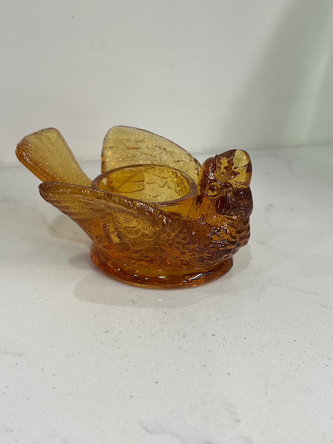 Vintage Mckee Amber Glass Eggcup Bird Salt Cellar Amber Pressed Glass ...