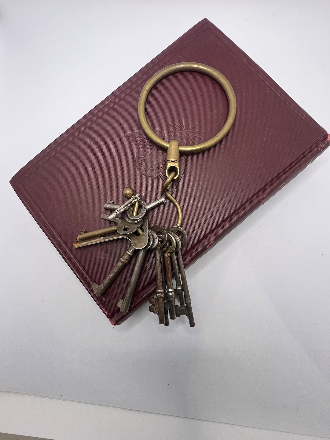 Brass Key Ring Antique Keys | Skeleton Keys | Vintage Movie Prop ...