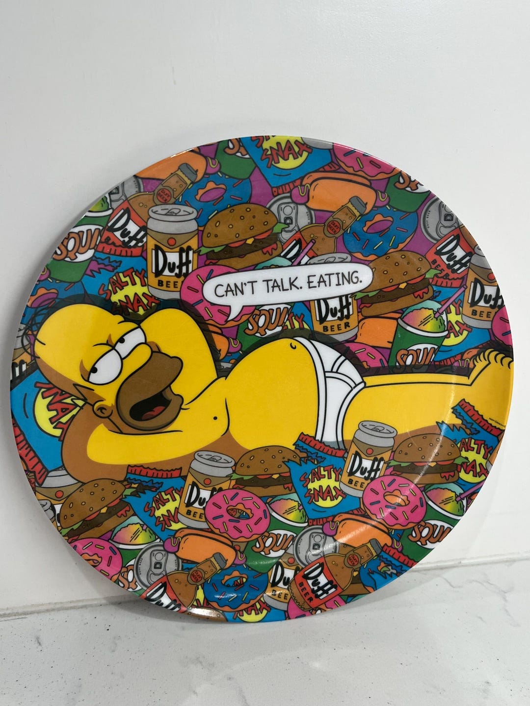 Homer Simpson Plastic 10” Plate Beer Donuts Food Matt Groening the ...