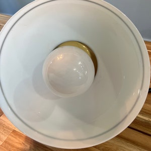 Large Vintage White and Gold Pub Style Hanging Round Light Fixture ...