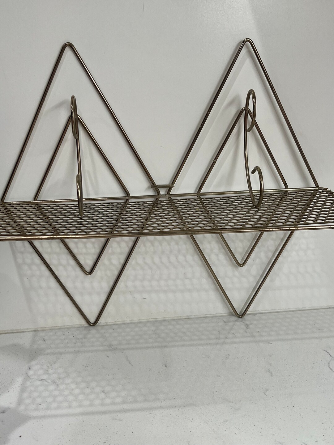 Atomic Gold Metal Diamond Shaped Mid Century Wall Shelf Metal Wall ...