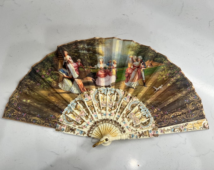 ANTIQUE VICTORIAN 19th Century France Hand FAN With Mother of Pearl in ...
