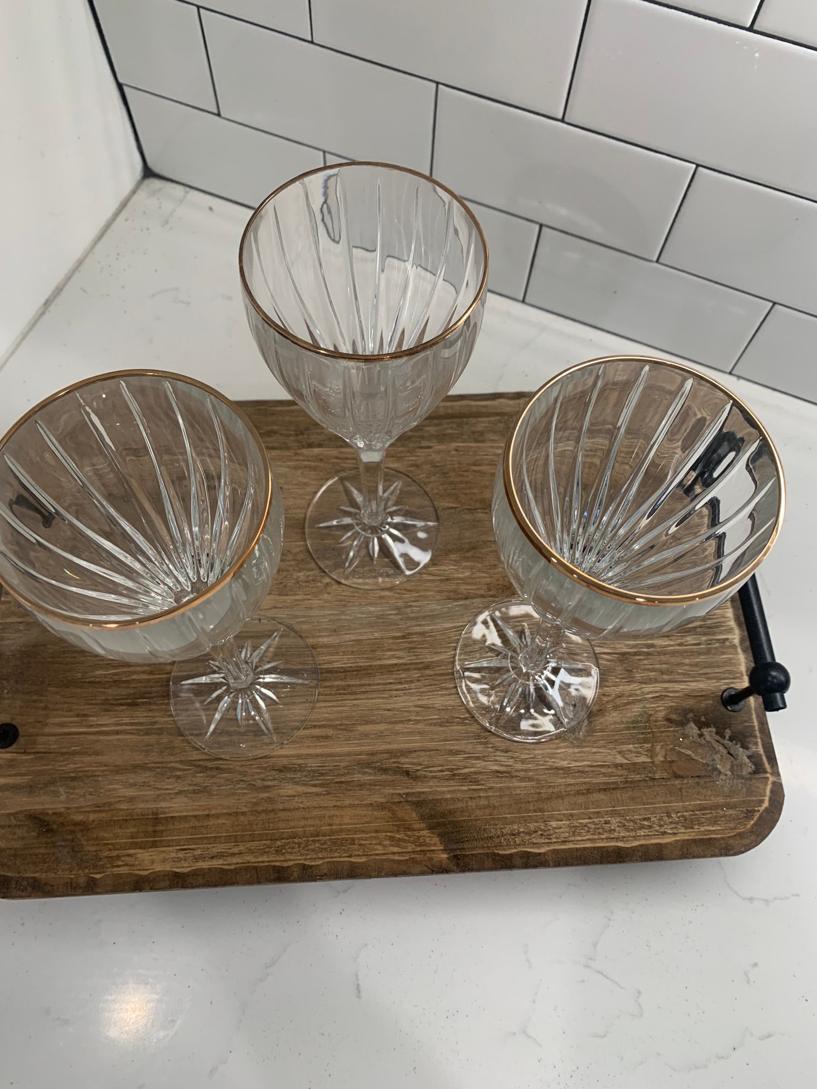 Mikasa Crystal Golden Tiara Water Goblets - Etsy