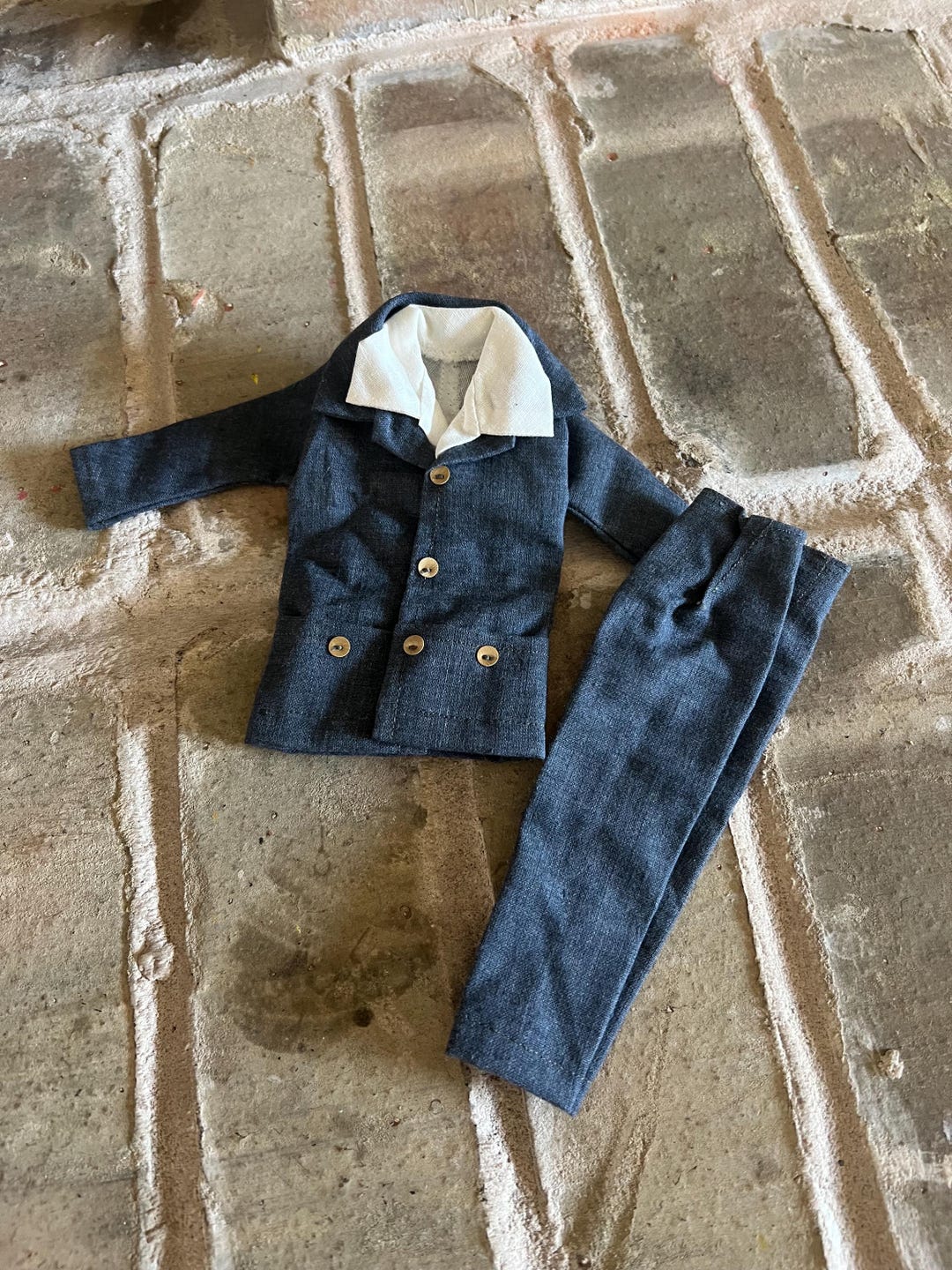 Vintage Ken Barbie Doll Suit Pants Dickey Jacket Style Denim Blue 1010 ...