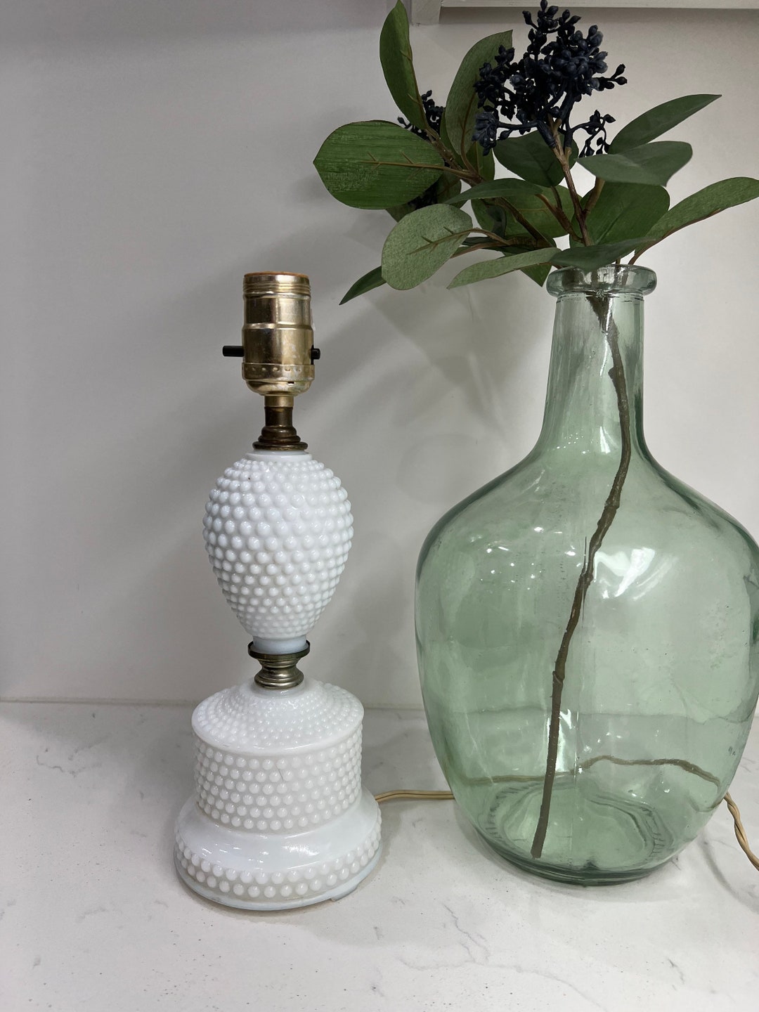 Vintage Hobnail White Milk Glass Table Lamp | Antique Lighting - Etsy
