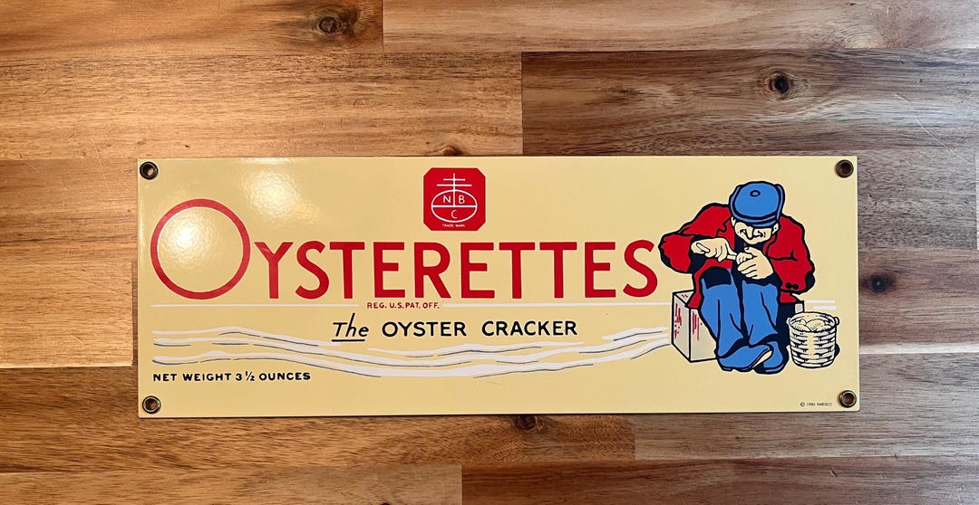Oysterettes Nabisco 1990 Ande Rooney Porcelain Enameled Advertising ...