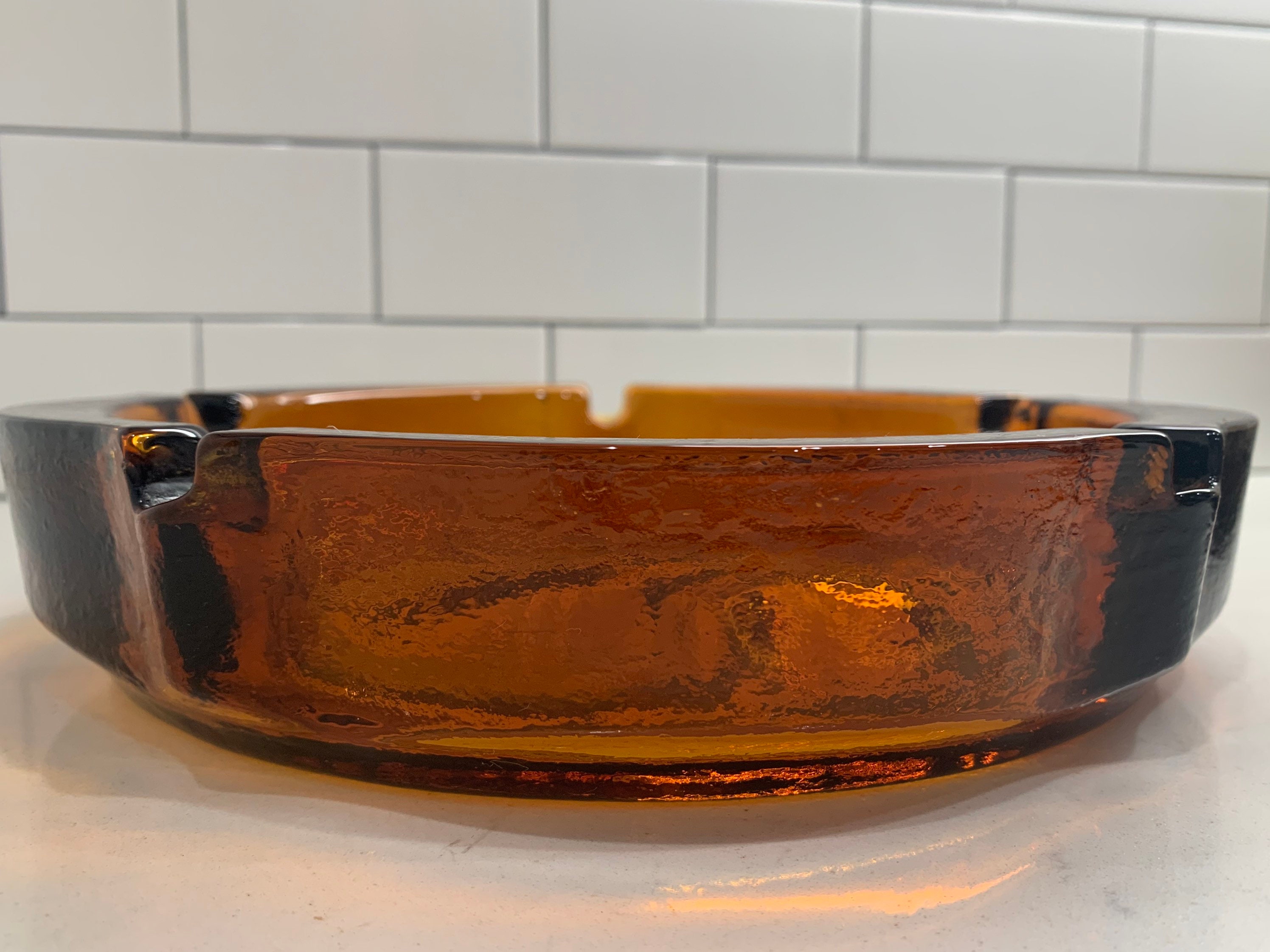 Rare Amber Vintage Heavy Tiara Green Glass Ashtray Patriotic | Etsy