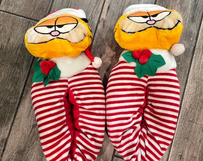 Vintage Garfield Christmas Slippers House Shoes Large 1981 - Etsy