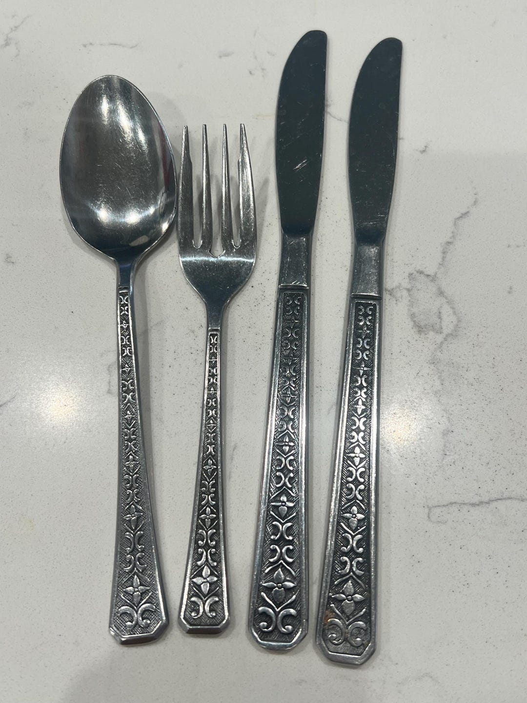 Interpur Florenz 4 Petal Stainless Vintage Flatware Dinner Spoon, Fork ...