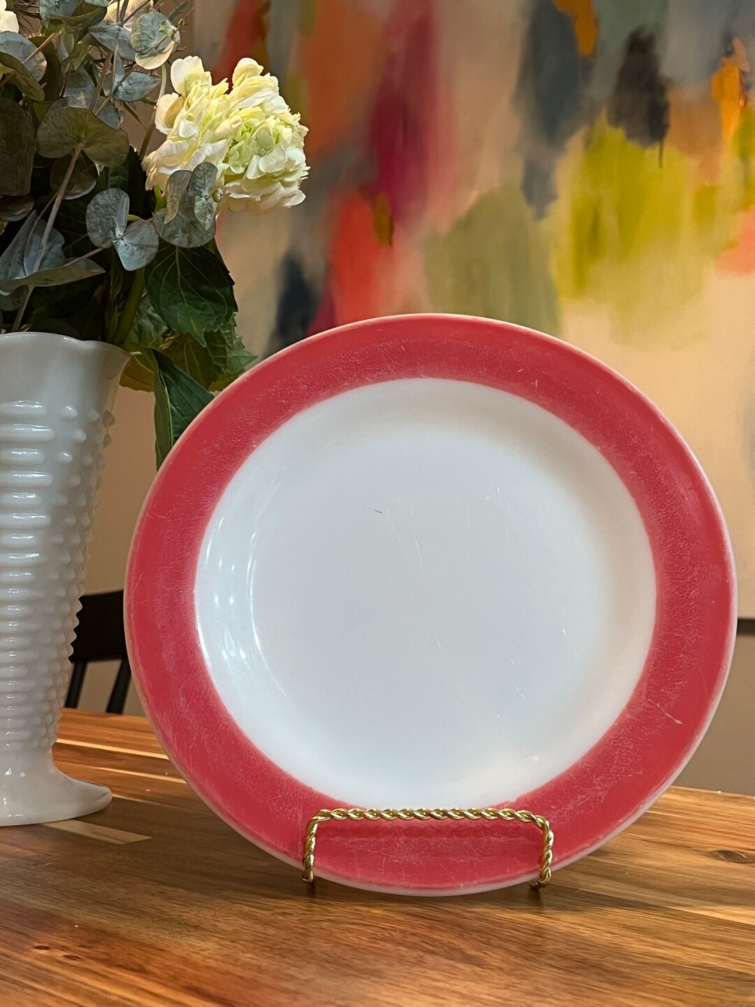 Vintage PYREX Red 10 Inch Milk Glass Plate Made in the USA - Etsy