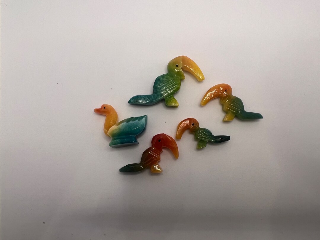 Alabaster Stone Marble Hand Carved Toucan Bird Duck Graduated Figurines ...