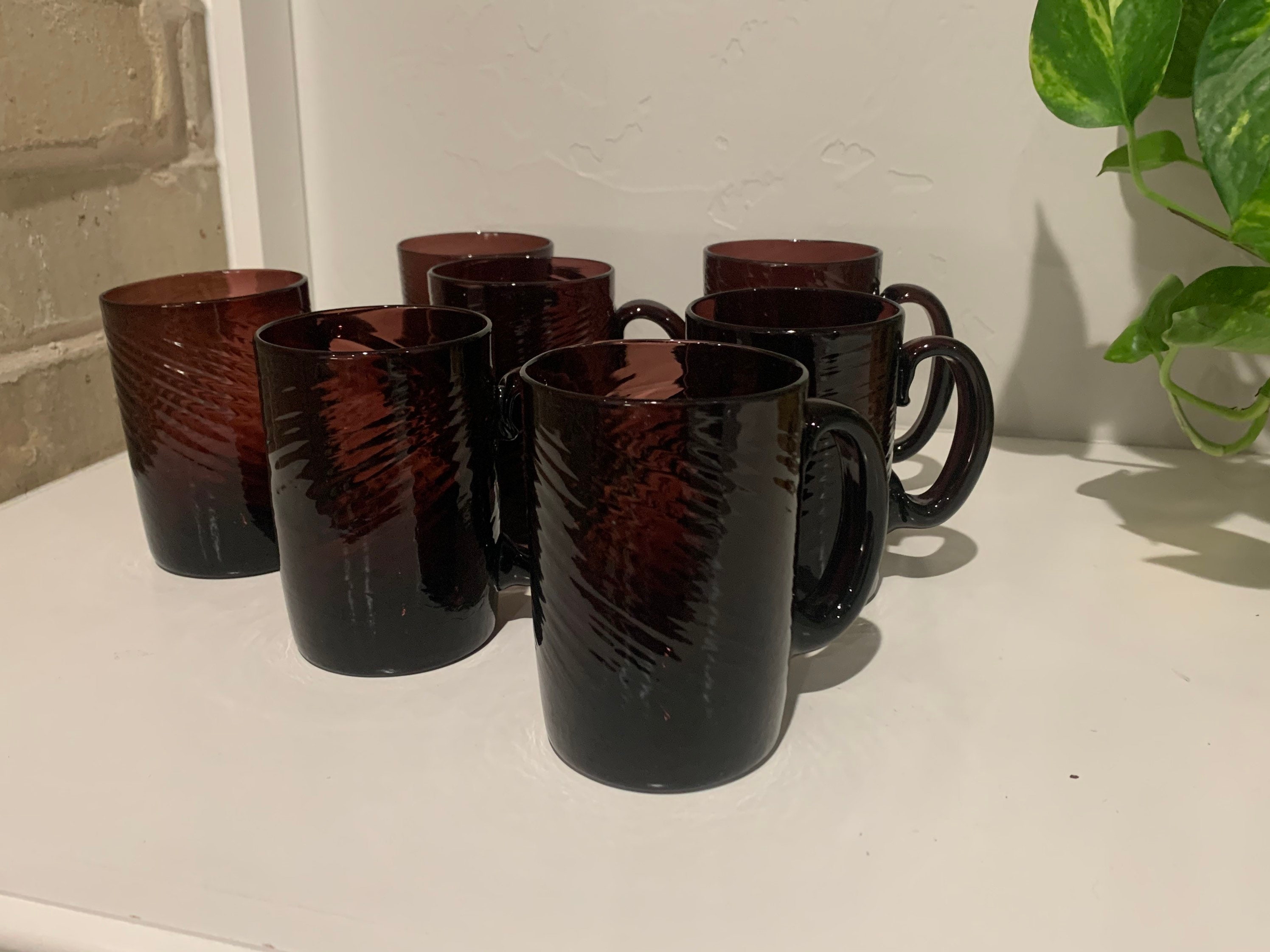 Hand Blown Amethyst Coffee Mugs Vintage Purple Coffee Cups - Etsy