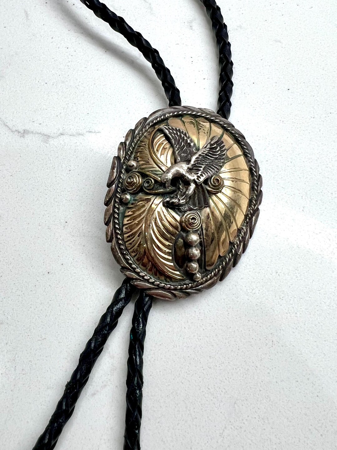 Vintage Allen Chee Bolo Sterling Oval Eagle Spirals Feathers 38” - Etsy