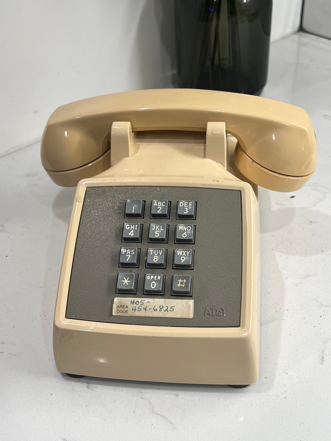 Vintage AT&T Cream Touch Tone Push Button Desk Home Phone - Etsy