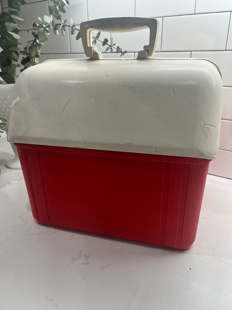 Vintage Swinger by Covey Cooler Red With White Lid Locking Handle - Etsy
