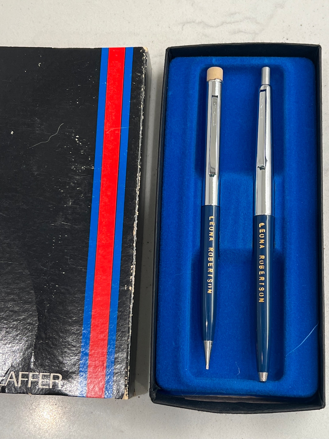 Sheaffer Pen and Mechanical Pencil Set in Blue Personalized Vintage - Etsy