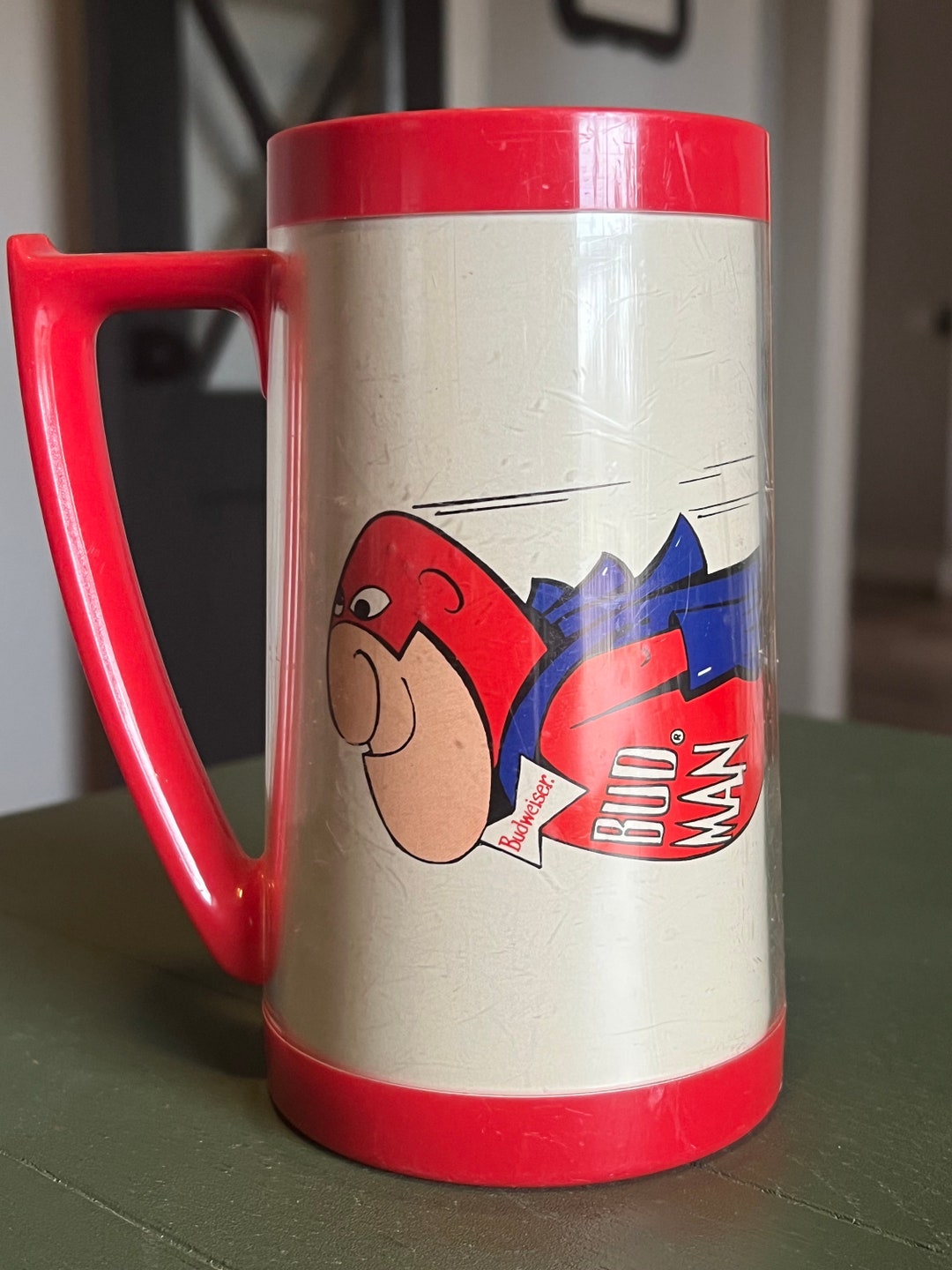 Vintage Budweiser Bud Man Plastic Thermo Serv Tankard Beer Mug Stein ...