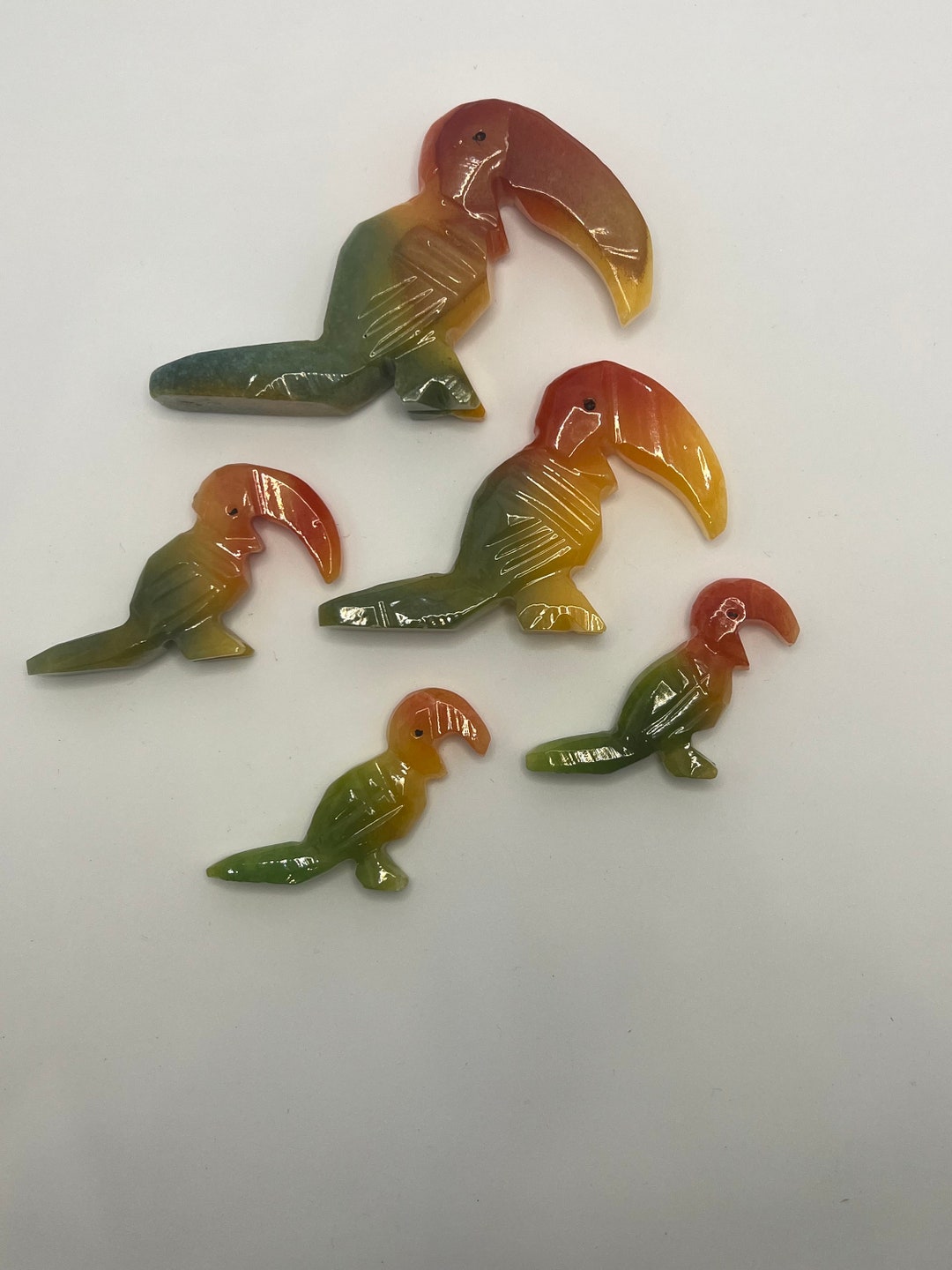 Alabaster Stone Marble Hand Carved Toucan Bird Graduated Figurines Set ...