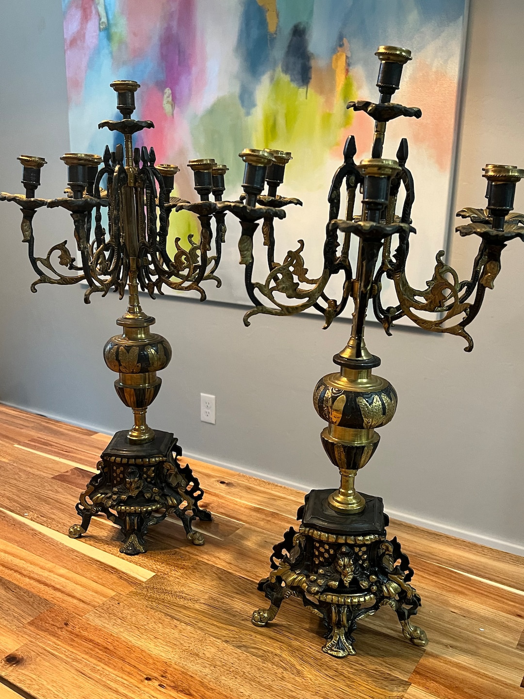 Pair of Antique Brass Baroque Candelabras 6 Branch Made in Germany ...